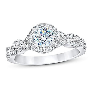 1 Carat Round Cut Bridal Set Moissanite Engagement Rings for Women Platinum Plated Silver Round Moissanite Rings -8.5
