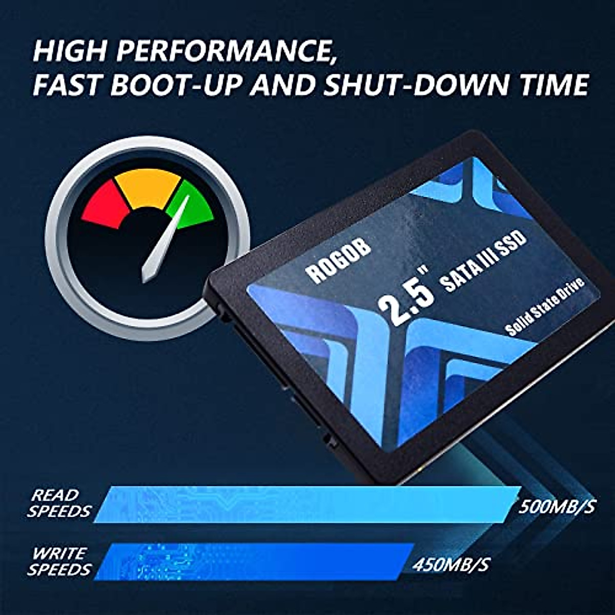 ROGOB 256GB SATA III 6GB/S SSD 2.5 inch 7mm (0.28") Internal Solid State Hard Drive for PC Laptop Ultrabook Desktop