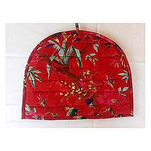 Handmade Indian Print Cotton Tea Cosy Tea Cozy teapot Kettle Cover Teapot Cover Traditional Tea Quilt Tea Cozies (Red)