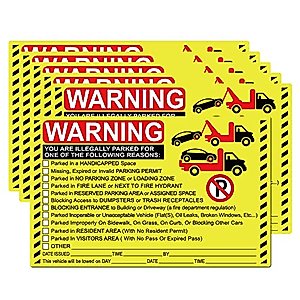 Parking Violation Stickers Hard to Remove "You are Illegally Parked" Tow Reserved Handicapped,Private Parking Stickers 5 x 8 Inch - You are Illegally Parked Stickers Towing Labels for Cars 25 Pack