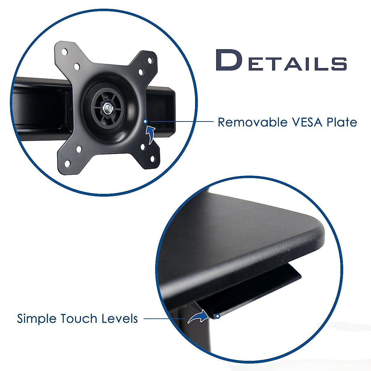 Dual Monitor Desk Converter, Adjustable Standing Desk Converter, Standing Desk Workstation with VESA Mount, Black