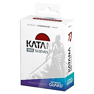 Ultimate Guard Katana Card Sleeves, 100 Standard Size TCG Sleeves, 66 x 91mm, Red Back, Tournament Sleeves, No PVC & Acid-Free, High Clarity