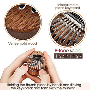 Mr.Power Cute Kalimba Marimba Portable Finger Thumb Piano for Beginners (8 Keys, Natural Wood)
