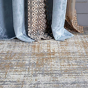 jinchan Area Rug 8x10 Abstract Sketch Distressed Taupe Multi Print Non-Slip Washable Rug Living Room Thin Rug Colorful Overdyed Mat Kitchen Rug Contemporary Carpet Bedroom Play Mat