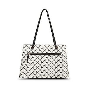 Anne Klein womens Anne Klein Triple Compartment Satchel with Card Pouch, Black/White, 13.5 L x 4.75 D 9 H US