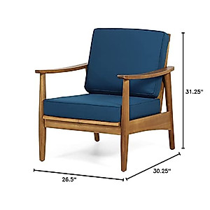 Willowbrook Outdoor Club Chair with Cushion - Acacia Wood - Teak (Set of 2)
