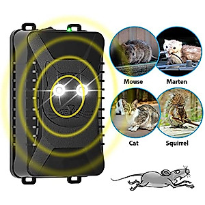 Under Hood Ultrasonic Rodent Repellent, with LED Strobe Lights, Rodent Defense Vehicle Protection, Get Rid of Mice in Car Engine, Rat Repellent for Garage Attic Basement Warehouse