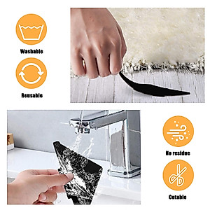 Rug Tape , 10 Pcs Double Sided Non Slip Reusable Rug Stopper, Washable Rug Tape for Hardwood Floors, Tile Floors, Carpets, Floor Mats, Wall (Black)