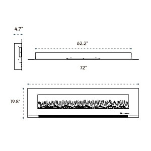 Cambridge 72 Inch Wall Mount Electric Fireplace Heater with Remote Control, Multicolor Flames, and Driftwood Log Display for Indoor Use in Living Room, Bedroom, Home Office, Black
