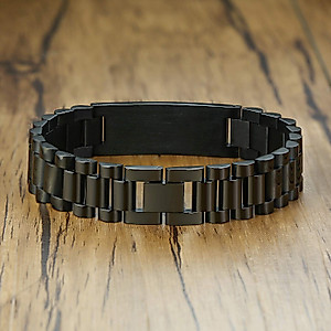 VNOX Personalized Engraved Love Quote Link Bracelet from Wife Anniversary Birthday Gifts to Lover Boyfriend Husband,Adjustable (A pair-for HIm&Her-I'll Always Be with You.)