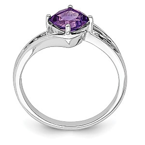 IceCarats 925 Sterling Silver Diamond Purple Amethyst Square Ring Gemstone Band Size 8