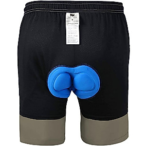 Men's Mountain Bike Shorts 3D Padded Bicycle MTB Shorts Loose-fit Lightweight MTB Cycling Shorts (Khaki-XL)