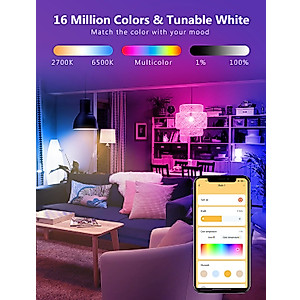 DAYBETTER Smart Light Bulbs, Alexa Light Bulbs, Smart Bulbs that Work with Alexa and Google Assistant, Color Changing Light Bulb, RGBCW WiFi & Bluetooth Dimmable LED Light Bulb, A19 E26 800LM, 10 Pack