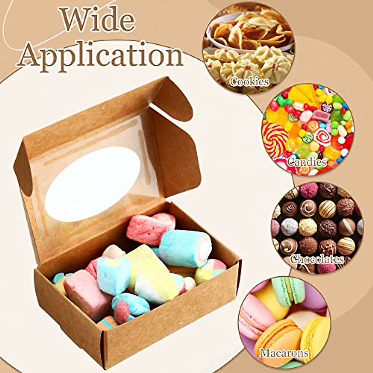 Yexiya 60 Pcs Soap Packaging Boxes 3.54 x 2.36 x 1.18 Inch Mini Kraft Boxes with Window Soap Boxes for Homemade Soap Gift Packaging Box for Candy Chocolate Bakery Cookies Soap Packaging (Kraft Color)