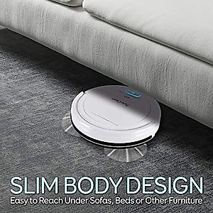 Pure Clean Robot Vacuum Cleaner - Upgraded Lithium Battery 90 Min Run Time - Automatic Bot Self Detects Stairs Pet Hair Allergies Friendly Robotic Home Cleaning for Carpet Hardwood Floor - PUCRC25