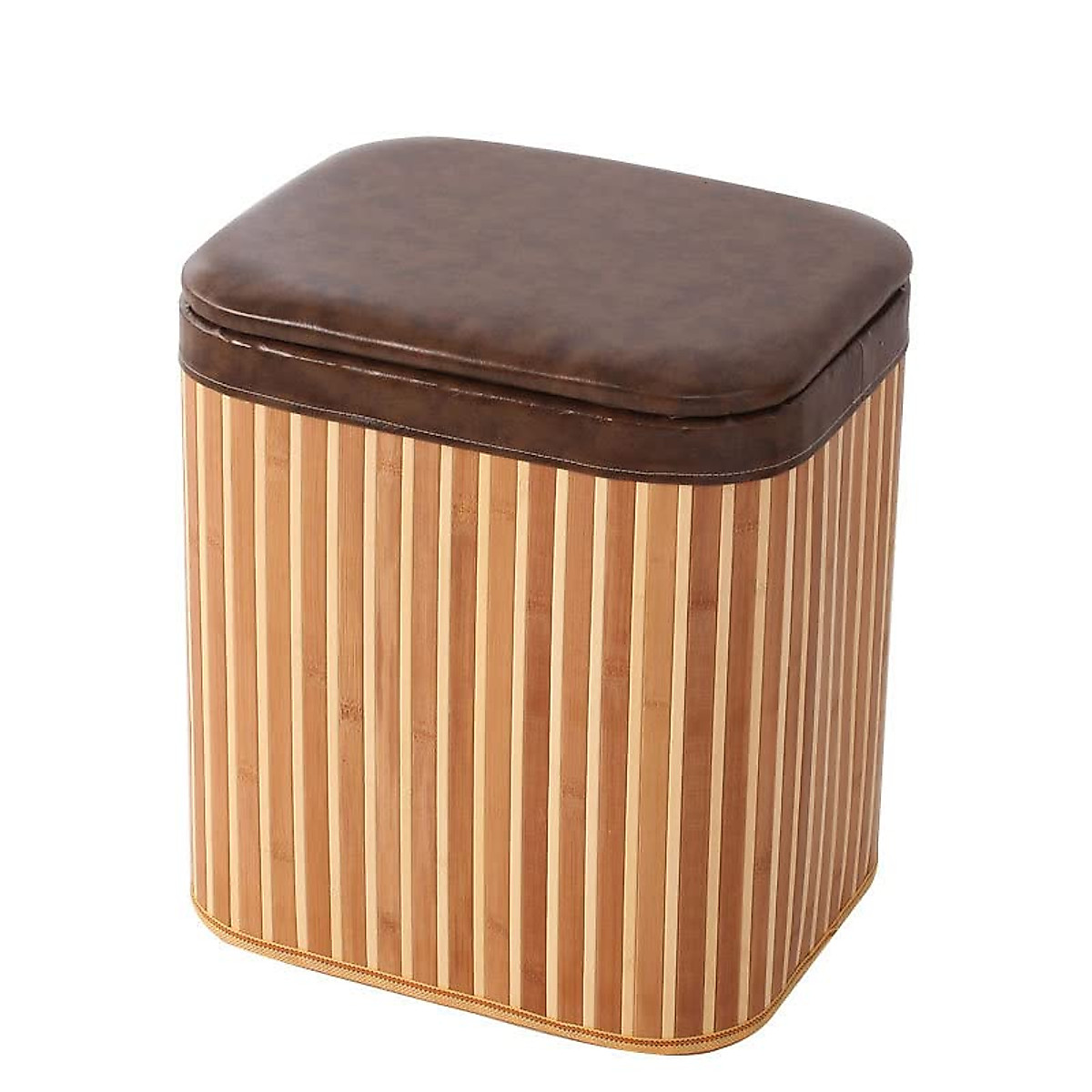 QQXX Bamboo Laundry Basket,Dirty Laundry Hamper Dirty Clothes Basket Bin with Lid and Removable Liner,Two Sections with Large Storage,Ideal for Bedroom Bathroom(Large,Two-Color)