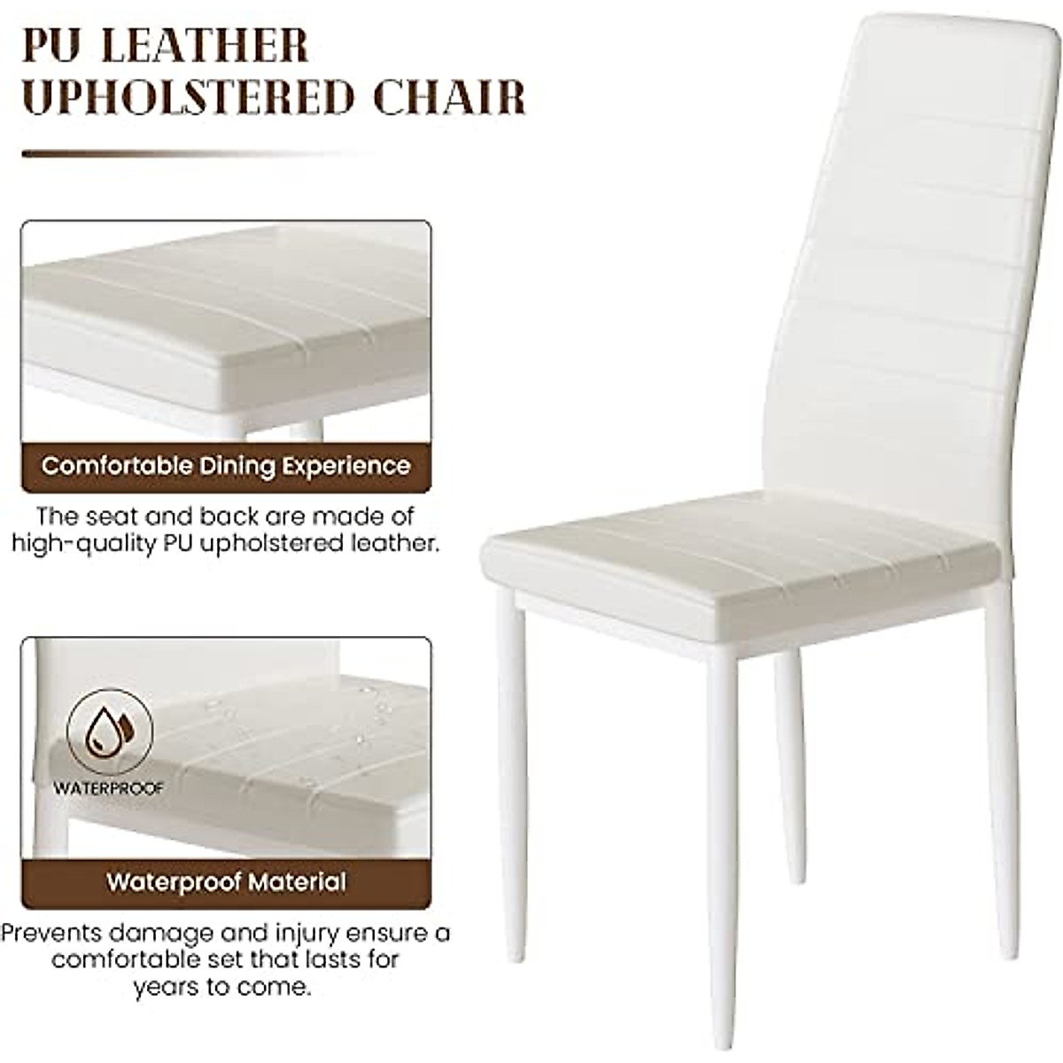 tantohom Marble Top Style Dining Table Set for 4, Metal Frame Furniture Kitchen Table and Chairs for 4, Dinette Breakfast Nook Table Set with 4 Pu Leather Chairs for Dining Room…