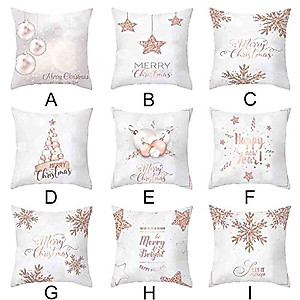 Scceatti Christmas Pillow Covers 18x18 in Square Winter Cushion Cover with Zipper Snowflake Soft Toss Theme Style Pillow Case Protector for Couch Sofa Bed Living Room Home Decorations Gifts Decor