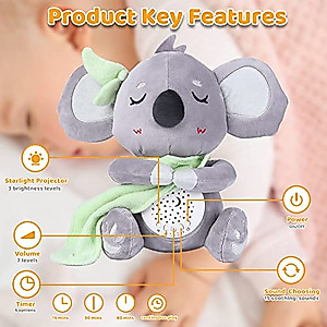 Baby Soother, Portable Sound Machine Baby with Projector, Night Light, 15 Lullabies, Baby White Noise Machine for Cribs Travel Newborns, Auto-Off & Volume Control, Baby Shower Gifts Infants Girls Boys