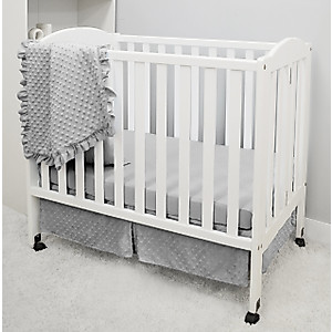 American Baby Company Heavenly Soft Minky Dot 3-Piece Mini/Portable Crib Bedding Set, Grey, for Boys and Girls