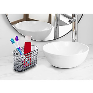 DecorRack Large Bath Caddy Basket with Suction Cups, 7.5” Long, 4.5” High, Clear Acrylic Plastic, Space Saving Shower Organizer, Hold Toiletries, Kitchen Accessories, Perfect Bathroom Decor (1 Pack)