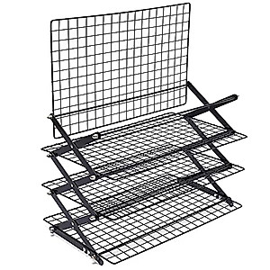 Cooling Rack, 4-Tier Upgraded Collapsible Cooling Rack Portable Foldable Camping Shelf Adjustable Stackable Roasting Cooking Drying Wire Cooling Rack for Cookies Cake Baking