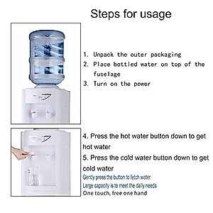 Water Cooler Dispenser for 5 Gallon Bottles, Top Loading Hot & Cold Water Freestanding Electric Water Cooler Machine with Child Safety Lock Perfect for Home Office w/Storage Cabinet, White
