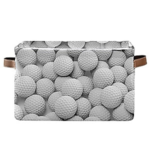 FZDXZJJ Sport Golf Ball Pattern Storage Basket Bins, Decorative Baskets Storage Box Collapsible Storage Cubes Organizer with Handles for Nursery Shelf Closet Office Home Bedroom, 1 Pack