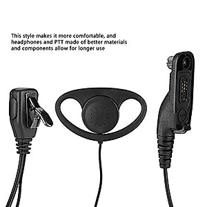 Sonew D Type Hanger Headset with PTT MIC witn Mic 2 Pin Earpiece Headset Compatible with Motorola Xpr-6300/6350/6550/6580/7550/P8200 8268D