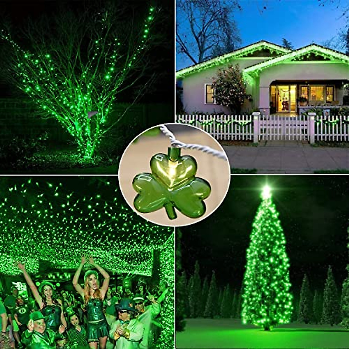 Shamrock String Lights, 8.5Ft St Patrick's Day Decorations String Lights with 10 Clover Lights, Connectable Shamrock Indoor Fairy Lights for St Patrick's Day Party Irish Holiday Garden Decor, White