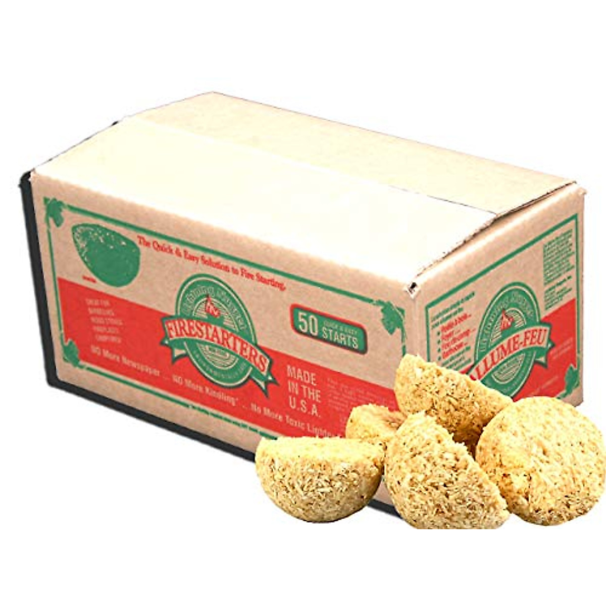 Lightning Nuggets N50VBOX Firestarters Box of Fire-Starting Nuggets, 50 Count,Tan