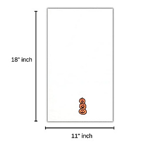 Serafina Home Decorative Halloween Tip Towels: Plush White Embroidered Cotton Jack O Lantern Pumpkin Design, 2 Piece Set, 11" x 18" Inch Each