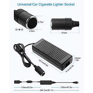 ALITOVE AC to DC Converter 100V ~ 240V to 12V 10A 120W Power Supply Adapter Car Cigarette Lighter Socket AC/DC Transformer for Car Vacuum Cleaner, Car Refrigerator and Other Car Devices