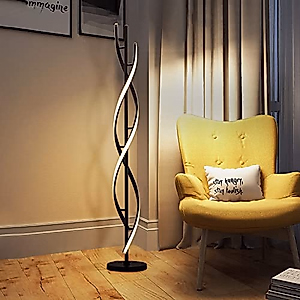 JUTIFAN LED Spiral Floor Lamps for Living Room with Remote, 35W Dimmable Standing Lamp for Living Room, 54" LED Modern Spiral Floor Lamp, 3 Adjustable Color Corner Modern Reading lamp for Bedroom