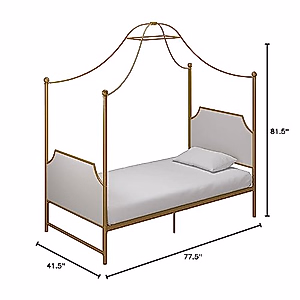 Little Seeds Monarch Hill Clementine Canopy Bed, Twin Size Frame, Gold
