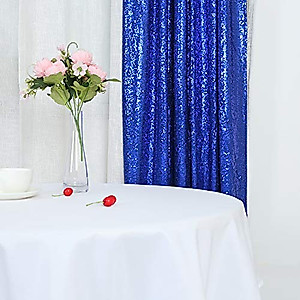 TRLYC Royal Blue Sequin Backdrop Curtain 2 Panels 2x8ft Glitter Blue Sequin Curtains Backdrop for Party Wedding Birthday Christmas Halloween