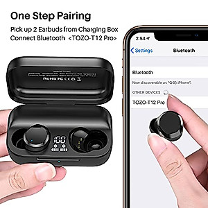 TOZO T12 Pro Wireless Earbuds Bluetooth Headphones with Qualcomm QCC3040 4 Mics CVC 8.0 Call Noise Cancelling and aptX Stereo Headset 2500mAh Wireless Charging Case IPX8 Waterproof Earphones Black