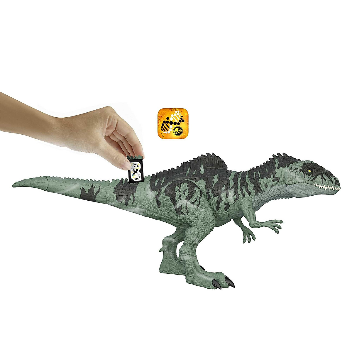 Mattel Jurassic World Dominion Strike 'n Roar Dinosaur Action Figure, Giganotosaurus Green Dino Toy with Striking Motion & Sounds