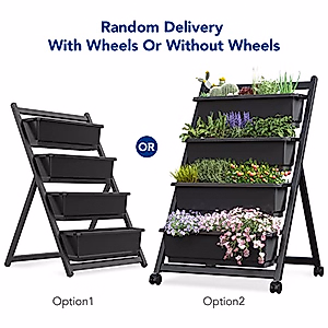 FLEXIMOUNTS Vertical Raised Garden Bed,4Ft Freestanding Elevated Garden Planters with 4 Drainage Container Boxes, fit to Grow Herb Vegetables Flowers on Patio Balcony Greenhouse Garden