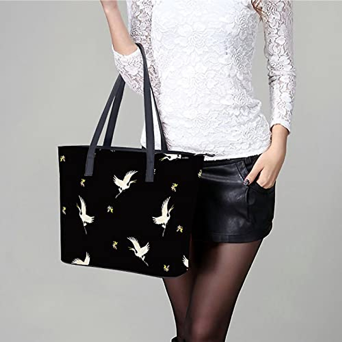 Womens Handbag Crane Leather Tote Bag Top Handle Satchel Bags For Lady