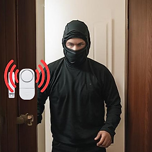 4 Pack Wireless Door Window Alarm, Magnetic Burglar Alert Sensor, Loud 90lb Door Alarms for Kids Safety, DIY for Home Security, Office Protection