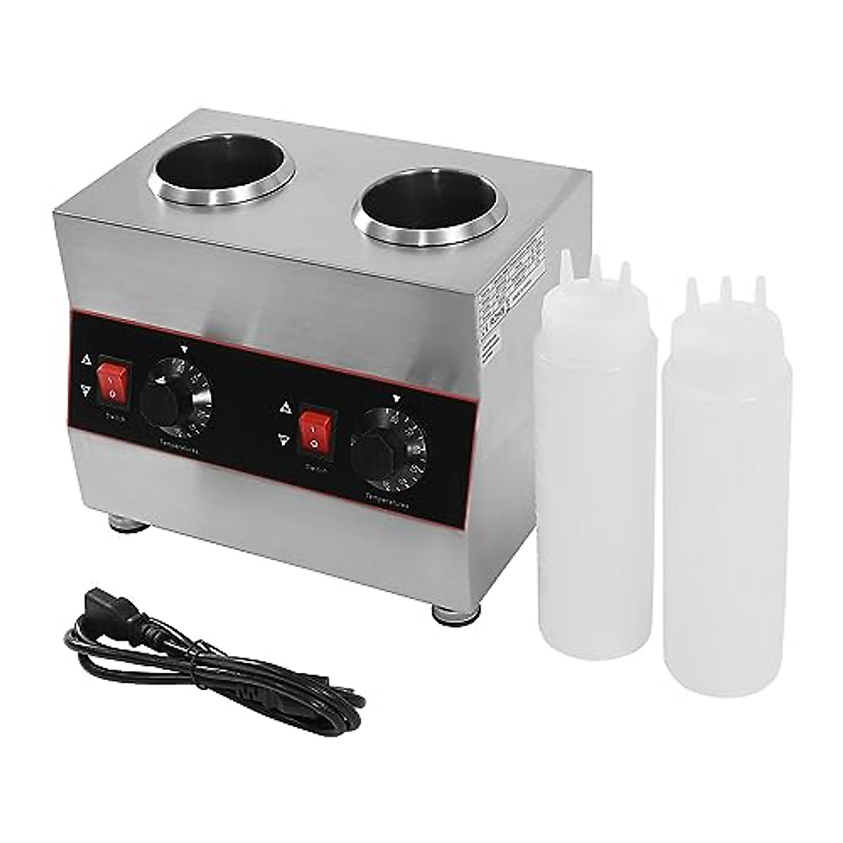 LYNICESHOP Electric Sauce Warmer, 2 Bottles Electric Warmer Butter Sauce Dispenser Sauce Warmer Pump Chocolate Sauce Warmer Toppings Bottle Warmer Food Sauce Dispenser Heater for Cheese, Caramel