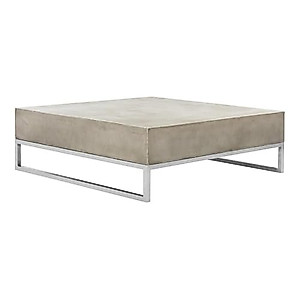 SAFAVIEH Outdoor Collection Eartha Modern Dark Grey Concrete Coffee Table (Fully Assembled)