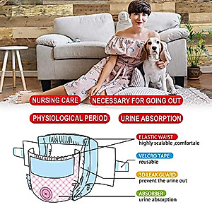 Pet Soft Dog Diapers Female - Disposable Dog Diapers, Cat Diapers for Female Cats, Puppy Diapers with Adjustable Foam Tail Hole 12pcs (XS,Pink)