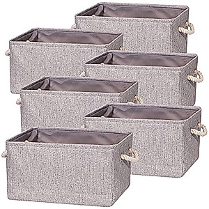 TENABORT 6 Pack Large Storage Basket Bin, Foldable Fabric Storage Cube Box Canvas Collapsible Cloth Organizer Containers with Handles for Home Office Clothes Closet, Gray