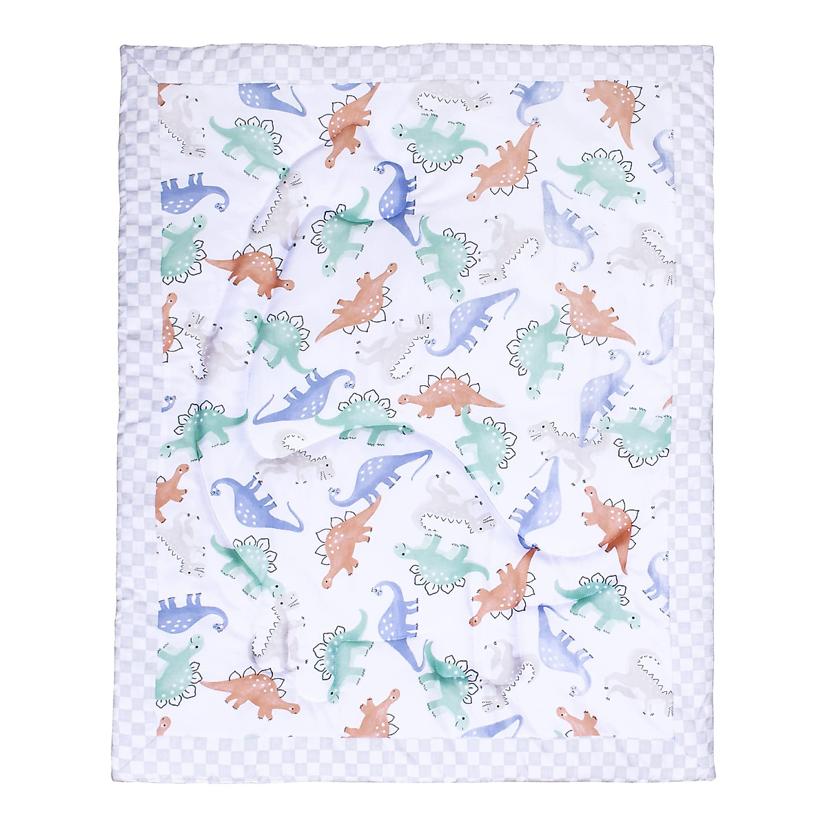 UOMNY Crib Bedding Sets for Boys - 3 Piece Dinosaur Nursery Bedding Set Baby Boys Bedding Sets Crib Set Crib Quilt Fitted Sheet Crib Pilowcase Grey Plaid / Blue Little Dinosaurs