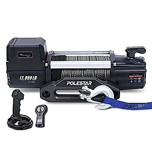 POLESTAR 12V DC 13,000 lb Electric Truck Winch Synthetic Rope 3/8" Diameter, for SUV Trailer Offroad, Waterproof Wireless Remote