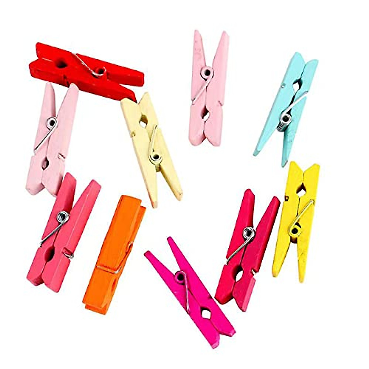 Mippein 100pcs Sturdy Colored Wooden Mini Small Tiny clothespins for Dry Laundry on Clothesline, Bag Clips, Crafts, Photos, Home, School, Arts Crafts Deco