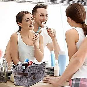 Men and women's Toiletry Bag Dopp Kit Travel Bathroom Bag Waterproof Shaving Shower Cosmetic Organizer (Grey)