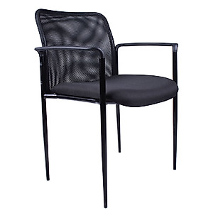 Boss Office Products Stackable Mesh Guest Chair in Black